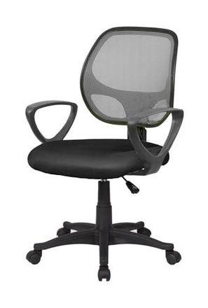 Dmora Stuhl mit R&auml;dern Geraldton, Mesh-Arbeitsstuhl mit Armlehnen, ergonomischer B&uuml;rositz, 56x57h88/100 cm, Schwarz und Grau