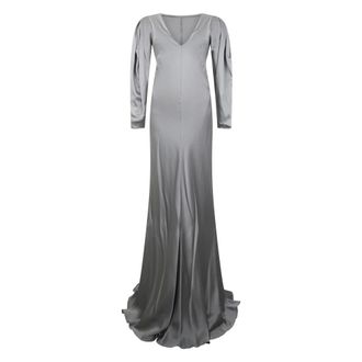 Alberta Ferretti Femme, Robes, Gris, Taille: 38 FR Robe longue &agrave; encolure en V