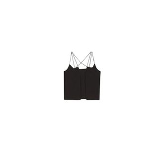 Patrizia Pepe Femme, Tops, Noir, Taille: 38 FR D&eacute;bardeur en Viscose avec D&eacute;tails C&ocirc;tes
