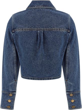 Balmain Cropped Denim Jacket - Blue