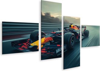 Islandburner Bild auf Leinwand Formel Eins Auto bei Sonnenuntergang Rennen Bilder Wandbilder Poster