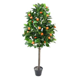 The Home Deco Factory HD8111 Plante Artificielle Oranger H120 cm - D&eacute;coration Int&eacute;rieure R&eacute;aliste - Facile dentretien - Id&eacute;ale Salon ou Bureau - Vert Marron Orange