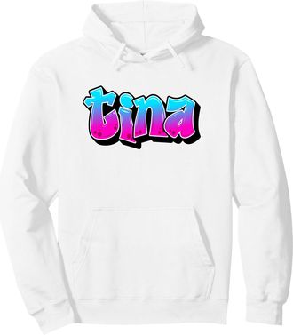 BDAZ Tina Graffiti Personalisierter Name Blau Rosa Frauen M&auml;dchen Pullover Hoodie
