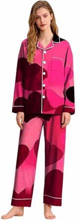 Generic Ensemble pyjama long et pantalon de pyjama tendance et d&eacute;contract&eacute; pour femme, Bordeaux, 3XL