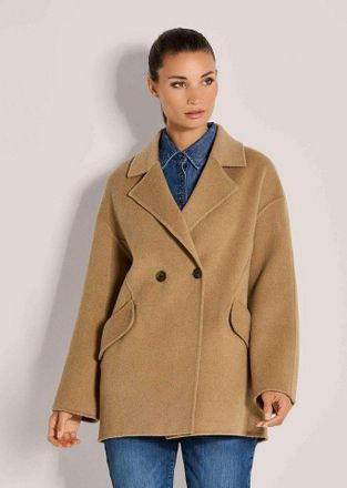 Madeleine Outdoorjacke Eleganter Wollmantel mit Kaschmir Zweireihig, Reverskragen, Hornkn&ouml;pfe, Langarm