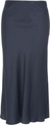 ottod'Ame Femme, Jupes, Bleu, Taille: 38 FR Jupe Midi en Satin Élégante Aw25