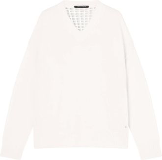 A|X Armani Exchange Femme, Pulls, Blanc, Taille: 40 FR Strickpullover mit V-Ausschnitt