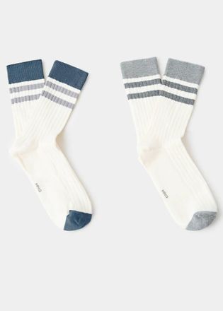 Mango Lot 2 paires de chaussettes coton rayures gris - Homme - 40-42 - MANGO MAN