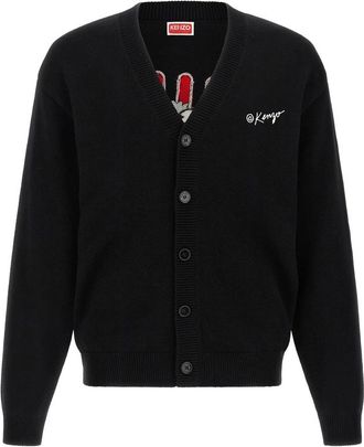 Kenzo Wild Tiger Embroidery V-neck Cardigan