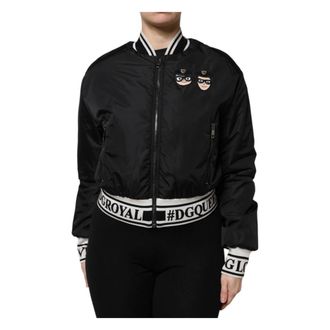 Dolce & Gabbana Schwarze Nylon DGFamily Bomberjacke - - Jackets - Damen - Schwarzk - XS