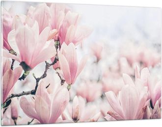 Arttor Wandbilder Dekoration Wohnzimmer Magnolie Blumen Rosa Bilder auf Glas 120x80cm Glasbild Schlafzimmer Küche Deko Wand Kunstdruck Art Groß XXL Wanddeko 