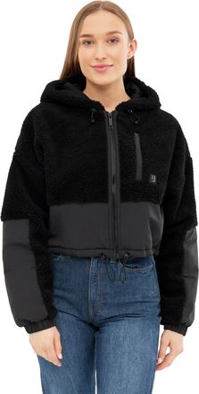 Johnny Urban Kurze Teddyjacke Damen & Herren Schwarz - Carey - Cropped Unisex Sherpa Fleecejacke f&uuml;r Herbst & Winter - Teddy Jacke Mit Kapuze - Warme &Uuml;bergangsjack
