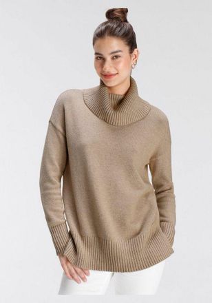 Tamaris Rollkragenpullover aus weicher Viskosemischung in l&auml;ssiger Form mit seitlichen Schlitzen