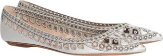 Alberta Ferretti Femme, Chaussures, Blanc, Taille: 41 EU Ballerines Pointues en Broderie Anglaise