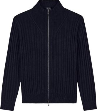 A|X Armani Exchange Durchgehender Rei&szlig;verschluss Rippstrick-Cardigan - - Knitwear - Herren - Blau - L