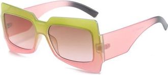 Generic Lunettes de soleil carrées surdimensionnées vintage pour femmes, lunettes de soleil tendance vertes, roses, grandes UV400 pour hommes, femmes, 2026