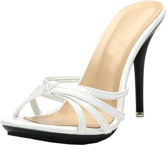 Miyoopark Mules sexy pour femme avec talon aiguille Mule d&eacute;t&eacute;, T11 Blanc, 43 EU