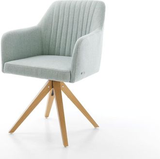 DELIFE Drehstuhl Greg-Flex Stripes Mint Holzgestell kantig 180&deg; drehbar, Esszimmerst&uuml;hle