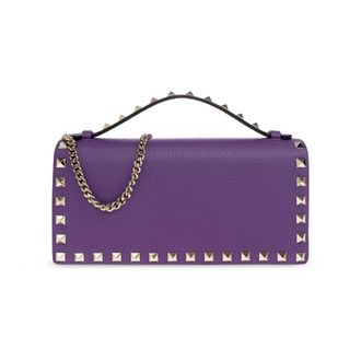 Valentino Garavani Studded Leather Bag - - Bags - Damen - Lila - ONE SIZE