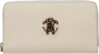 Roberto Cavalli Femmes Portefeuille Cuir Beige/Ivoire