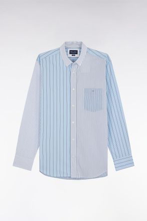 Eden Park Chemise &Agrave; Rayures B&acirc;tons En Popeline De Coton Ciel Coupe Droite