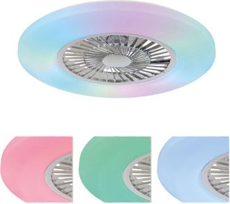 Globo Lighting Deckenventilator mir Fernbedienung Deckenlampe dimmbar Sommer- Wintermodus Wohnzimmerlampe, RGB Farbwechsel, 40W 2600lm warmwei&szlig;-kaltwei&szlig;, DxH 59,5 x 