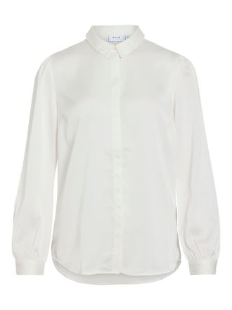 Vila Damen Viellette Satin L/S Shirt/Su - Noos Bluse,Snow White42