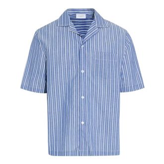 Paolo Pecora Homme, Chemises, Bleu, Taille: M Camicia Boxy Fit a Maniche Corte