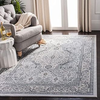 Safavieh Traditionell Teppich für Wohnzimmer, Esszimmer, Schlafzimmer - Isabella Collection, Kurzer Flor, Hellgrau und Creme, 183 X 274 cm