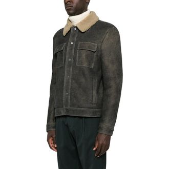 Salvatore Santoro Homme, Vestes, Gris, Taille: 2XL Veste en Cuir Gris avec Poches à Rabat