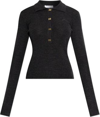 Ganni Femme, Pulls, Gris, Taille: 40 FR Polo Tricot&eacute;