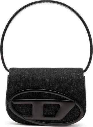 Diesel Femme, Sacs, Noir, Taille: ONE Size Sac bandouli&egrave;re en denim avec logo D surdimensionn&eacute;
