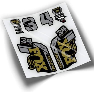 Generico Ref: VP412 Aufkleber, kompatibel mit Fox 34 Step Cast, Kashima 2020, 2021, zweifarbig, MTB, Sticker, Aufkleber, Aufkleber für Mountainbikes (Gold)