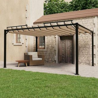 vidaXL Vidaxl - Tonnelle avec toit &agrave; persienne 3x4 m Taupe Tissu et aluminium