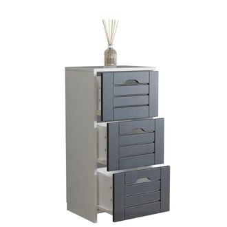 VCM Midischrank - schmaler Badschrank mit 3 Schubladen, 76 x 38 x 28 cm, kompakte Aufbewahrung f&uuml;r Badezimmer, Badm&ouml;bel Schubladenkommode, Flonali