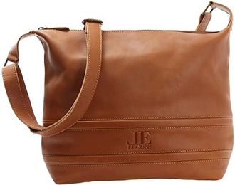 Leconi Cartable Sac en cuir pour dames Look Vintage Cuir véritableSac épaule Sac à main en Cuir pour femmes 33x28x10 cm cognac LE0064-buf