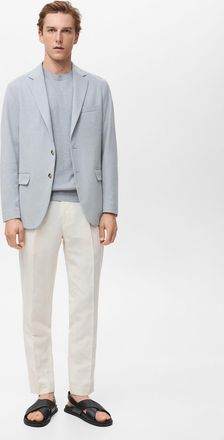 Mango Slim-Fit-Baumwoll-Blazer Verner himmelblau - Herren - 46 - MANGO MAN