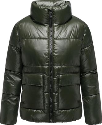 Navahoo Damen Winterjacke warme Steppjacke mit hohem Stehkragen Eispracht 14 Dark Olive Gr. 3XL