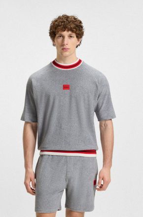 HUGO BOSS Sweatshirt JAXON kontrastfarbene Details, relaxed fit, kurze &Auml;rmel