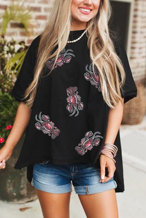 Azura Exchange Pailletten-Langusten-Applikation T-Shirt