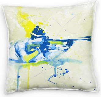 Paul Sinus Art Biathlon IV Deko Kissen Bezug 40x40cm f&uuml;r Couch Sofa Lounge Zierkissen - Dekoration zum Wohlf&uuml;hlen