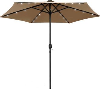 vidaXL Parasol avec LED et m&acirc;t en aluminium 270 cm Taupe