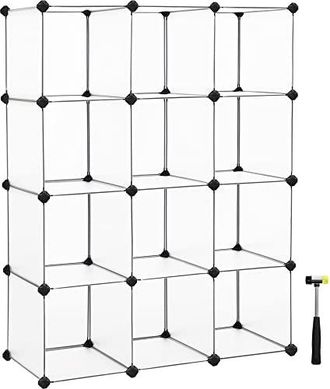 Songmics Schuhregal, Regalsystem, Steckregal, Set aus 12 W&uuml;rfeln, DIY Regal, stapelbar, aus PP-Kunststoff, als Garderobe, f&uuml;r Schlafzimmer, B&uuml;ro, 31 x 93 x 123