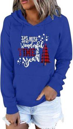 Generic Pulls, Gilets Et Sweats Femme, Sweat-Shirt à col Rond imprimé Joyeux noël pour Femmes, Pull ajusté à Manches Longues, Chemises dentraînement, Chemisie