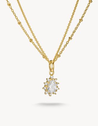 Thomas Sabo Double cha&icirc;ne avec zirconias blancs en forme de goutte en or jaune, blanc-Dor&eacute;