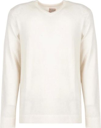 Guess Pull &agrave; col en V - Homme - Pulls - Blanc - Taille: XL