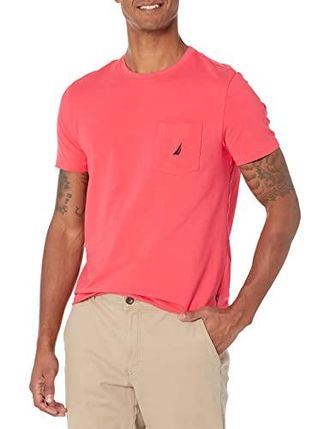 Nautica Solid Crew Neck Short Sleeve Pocket T-Shirt, Melon, Baie, M Homme