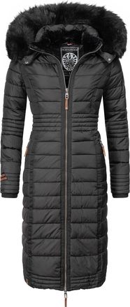Navahoo Damen Wintermantel Warmer Steppmantel lang mit Kapuze Umay Schwarz Gr. XXL