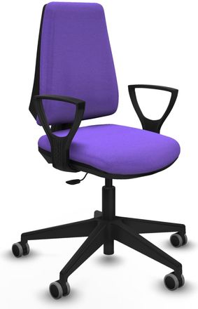 Piqueras y Crespo Schreibtischstuhl mit Armlehnen von Elche, ausgestattet mit Basis-Permanentkontakt und Schneideschaum, 65 mm Rollen, Parkett, Lila