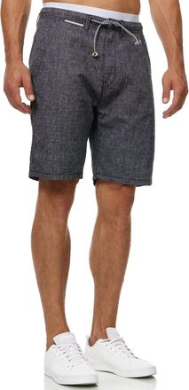 Indicode Herren Alonso Shorts aus Leinen & Baumwolle | Sommershorts Freizeitshorts für Männer Black, 3XL